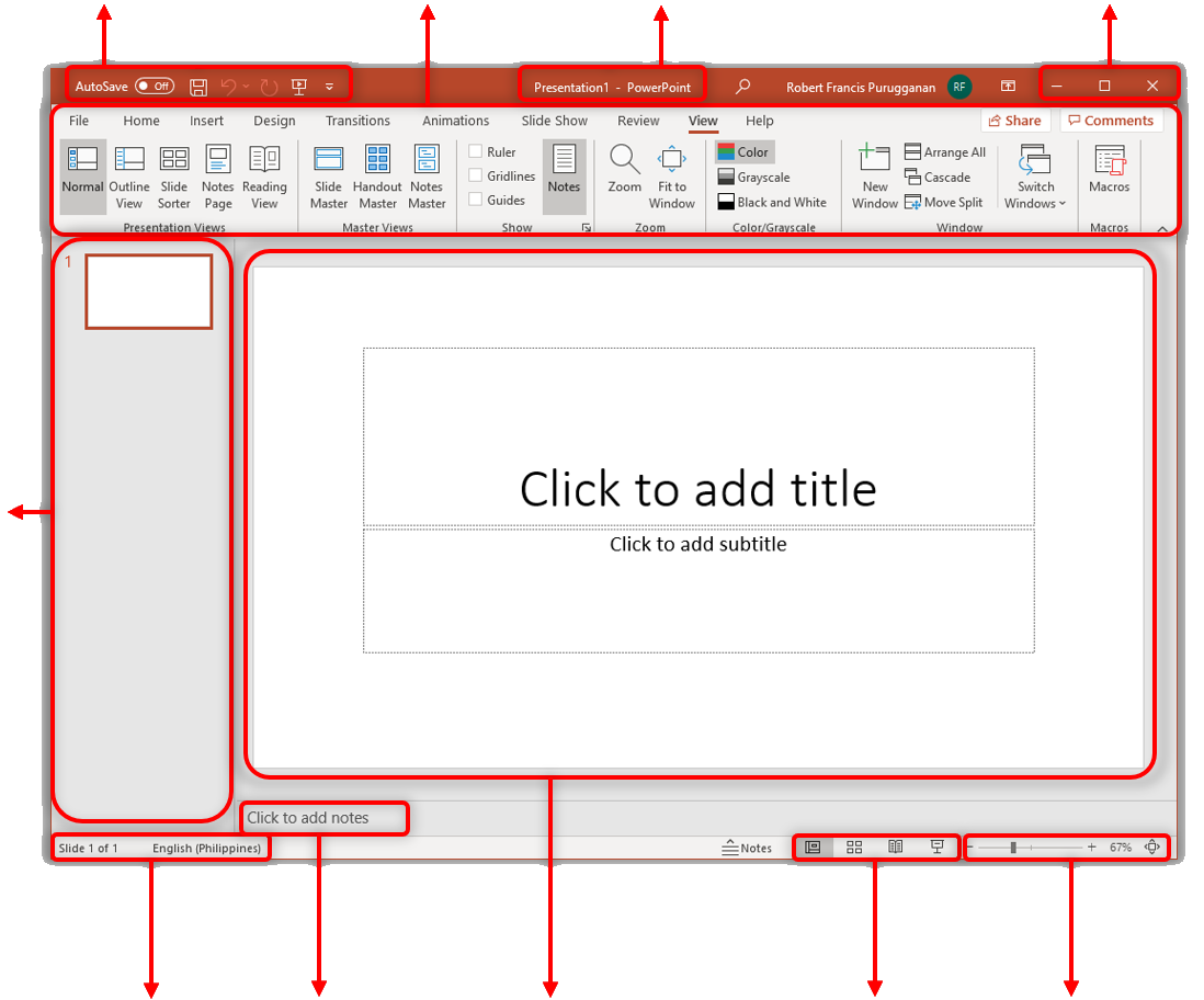 Parts Of A PowerPoint Window